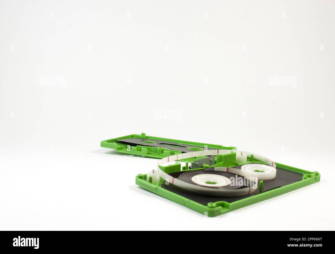 parts of cassette tape on white background Stock Photo - Alamy