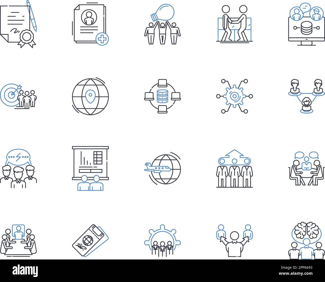 Partnership And Alliance Line Icons Collection Collaboration Cohesion