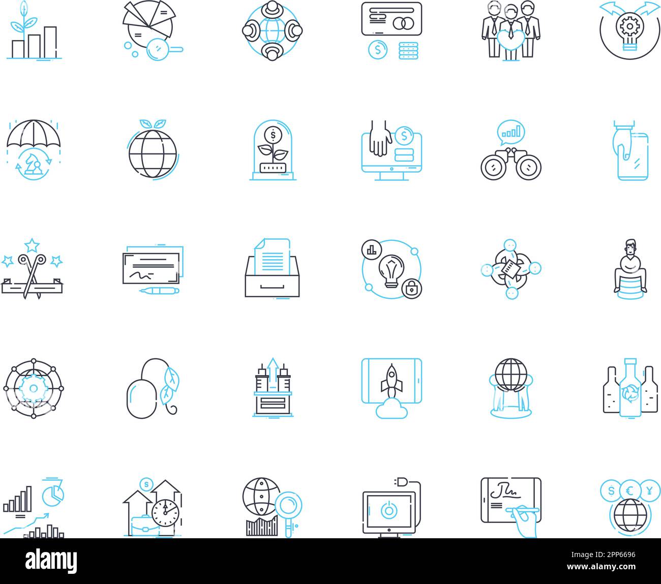 Cyber outreach linear icons set. Digital, Remote, Online, Virtual ...