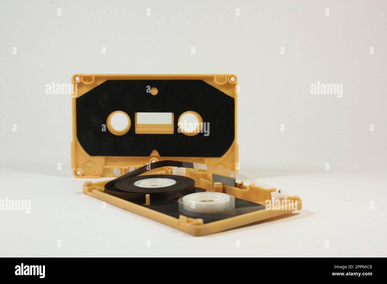 parts of cassette tape on white background Stock Photo - Alamy