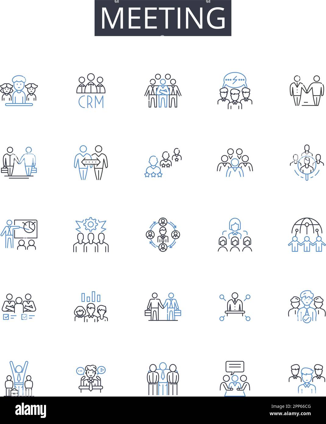 Meeting line icons collection. Conference, Assembly, Session, Gathering ...