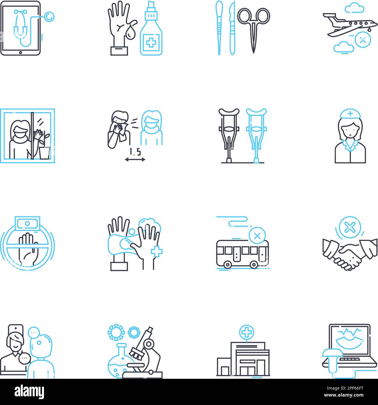 E-health linear icons set. Digital, Telemedicine, Wearable, Remote, AI ...