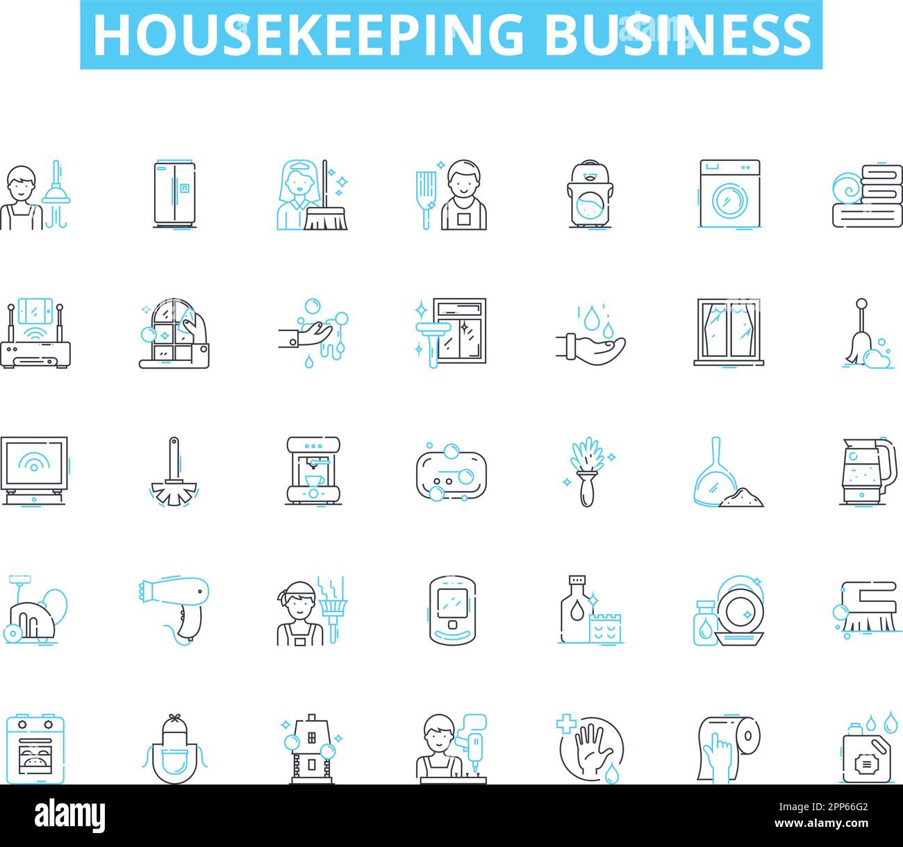 Housekeeping business linear icons set. Cleanliness, Sanitation ...