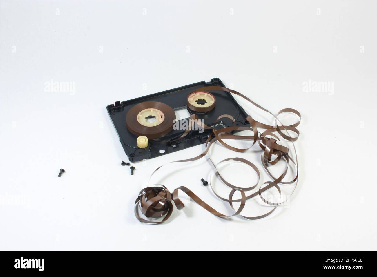 parts of cassette tape on white background Stock Photo - Alamy