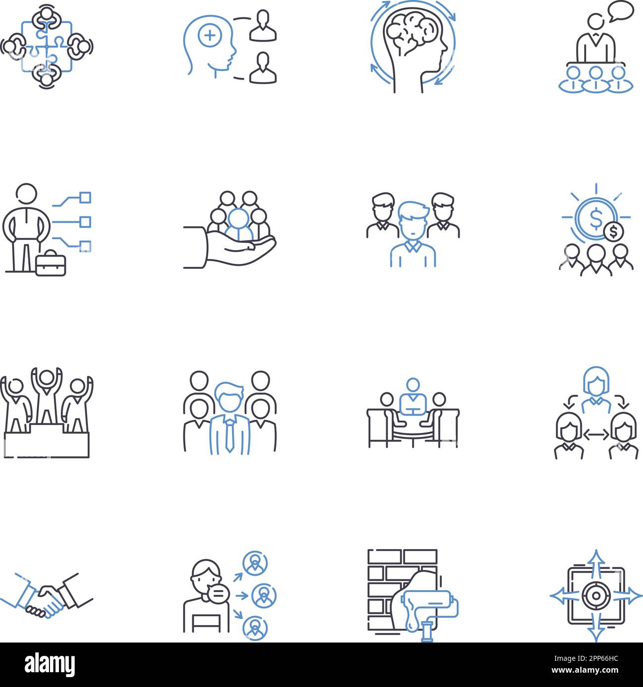 Effective Delegation Line Icons Collection Trust Communication