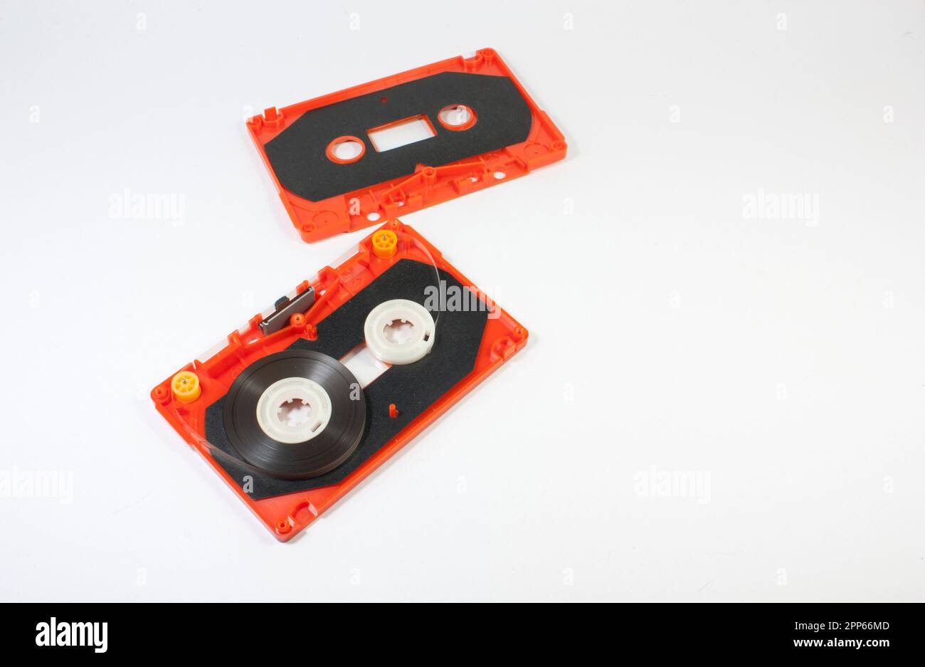 parts of cassette tape on white background Stock Photo - Alamy