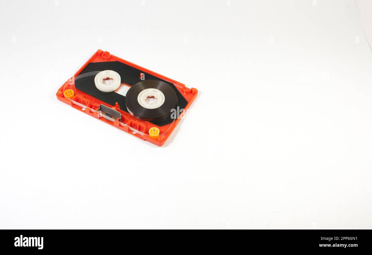 parts of cassette tape on white background Stock Photo - Alamy