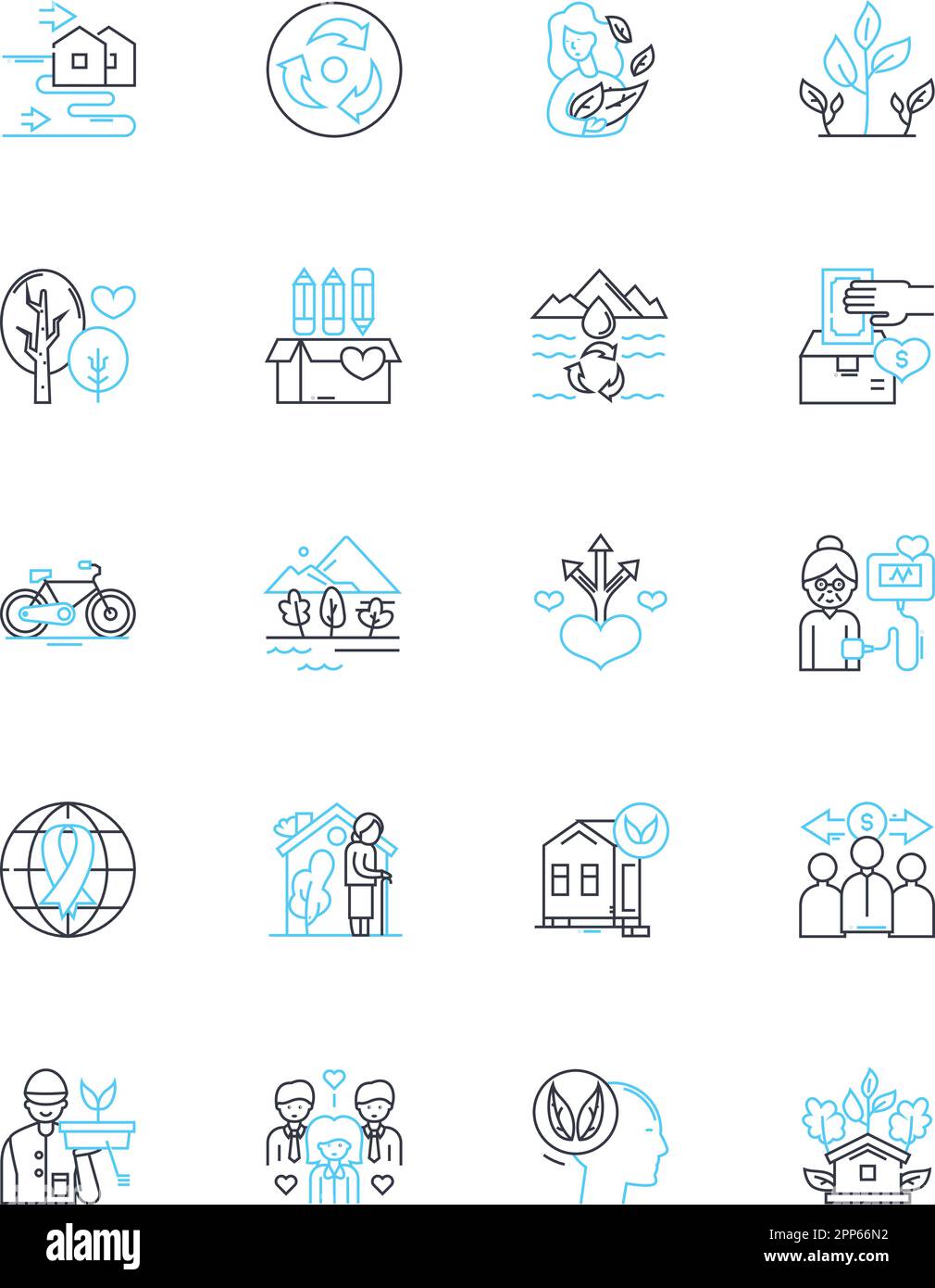 Ecosystem management linear icons set. Conservation, Sustainability ...