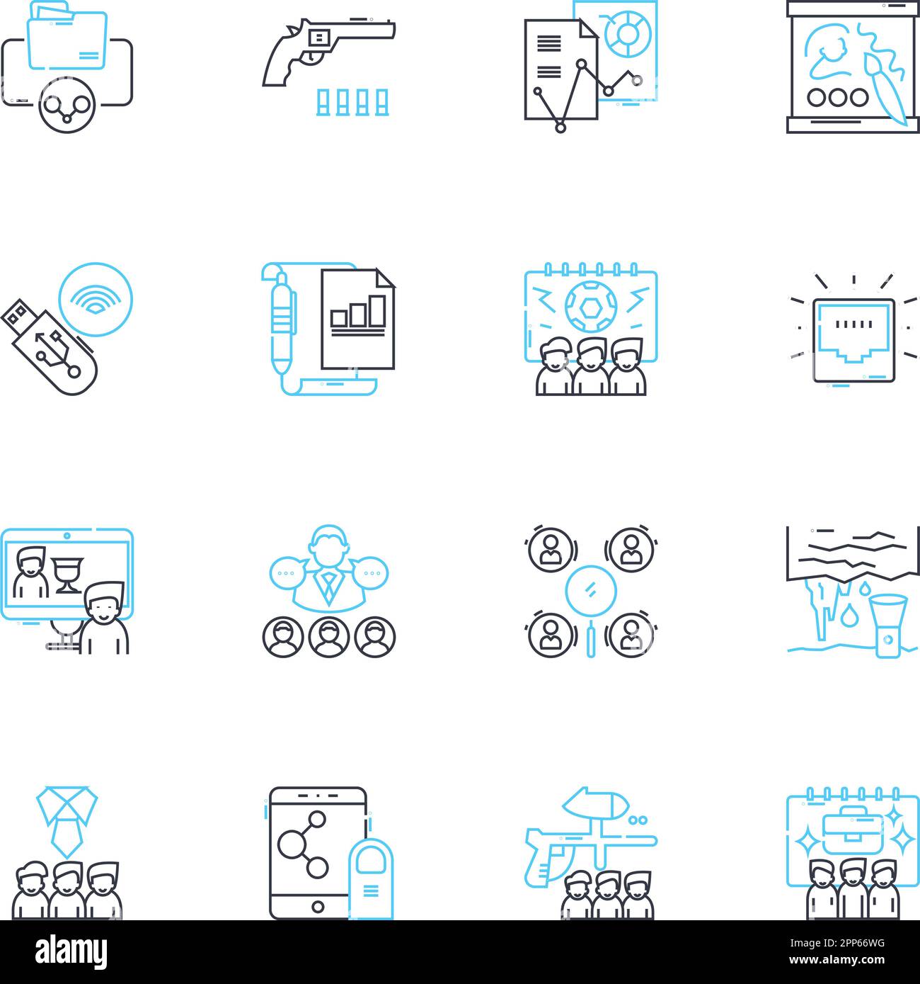 Collaborative Community Linear Icons Set Unity Cooperation