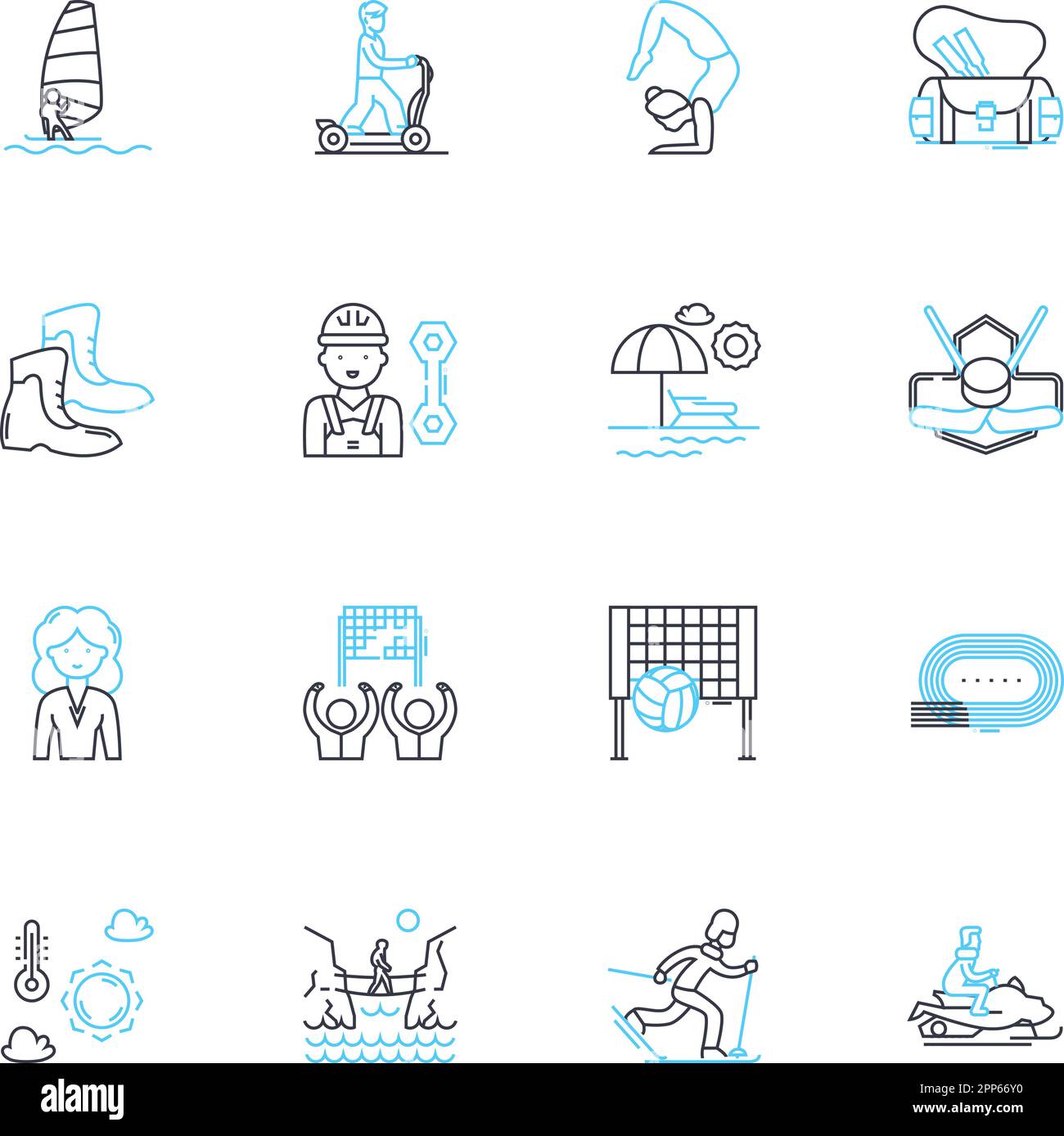 Wild adventures linear icons set. Safari, Jungle, Trek, Expedition ...