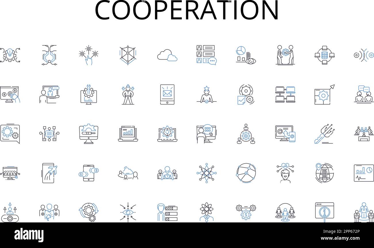 Cooperation line icons collection. Biden, Transition, Inauguration ...