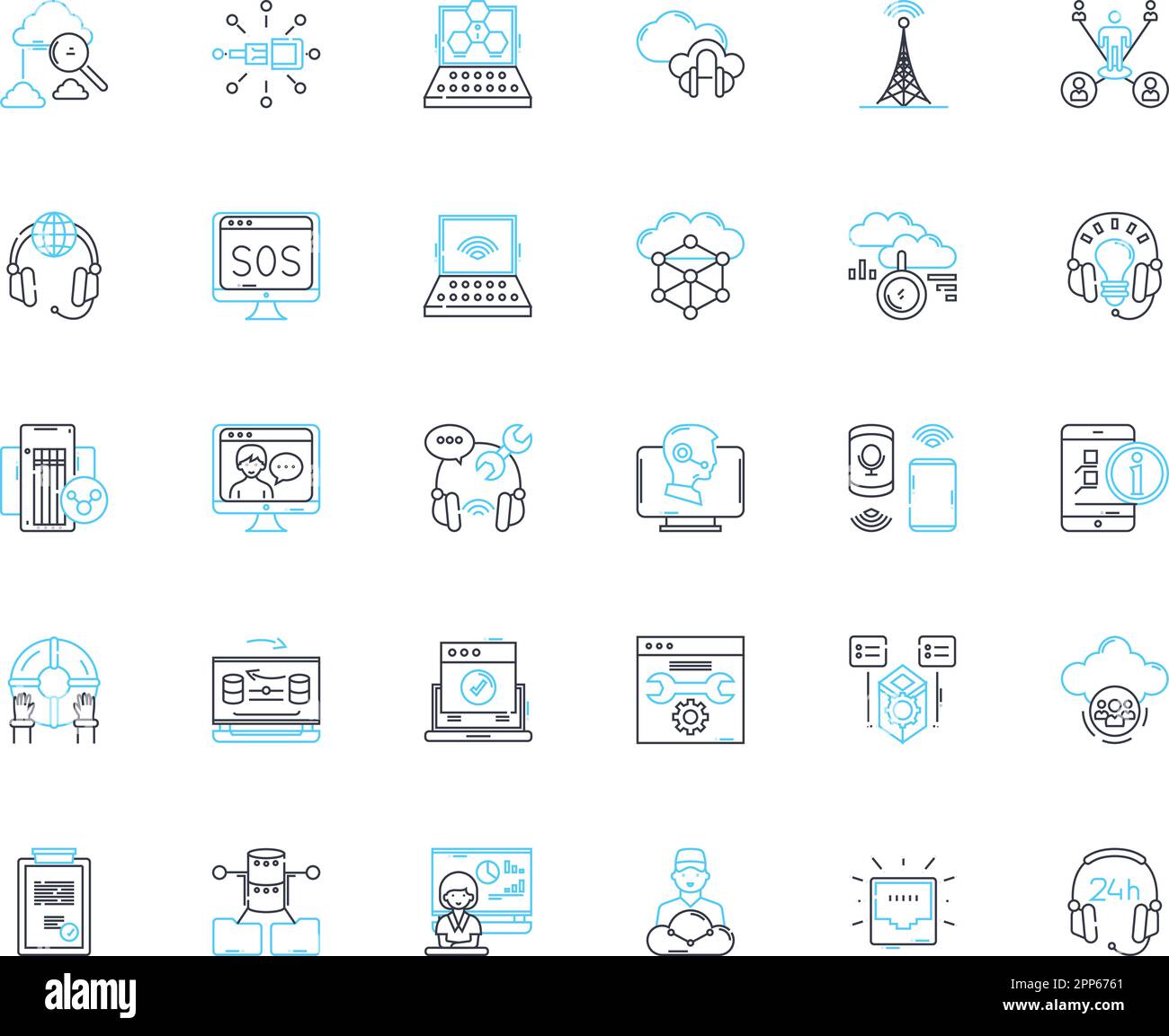 Project Coordination Linear Icons Set Planning Execution Schedule Communication