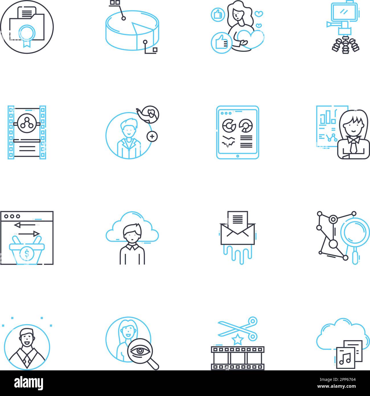 Mobile applications linear icons set. Interface, Accessibility, Functionality, Connectivity ...
