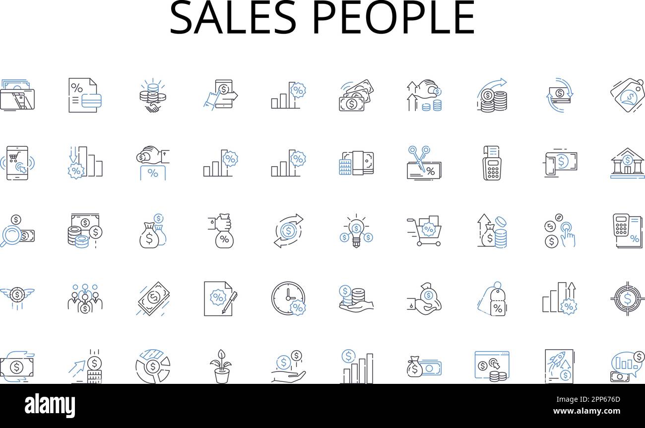 Sales people line icons collection. Display, Keywords, Clicks ...
