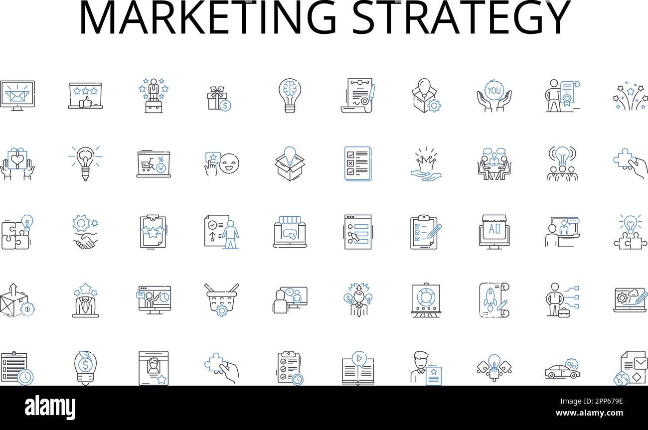 Marketing Strategy Line Icons Collection Efficiency Organization