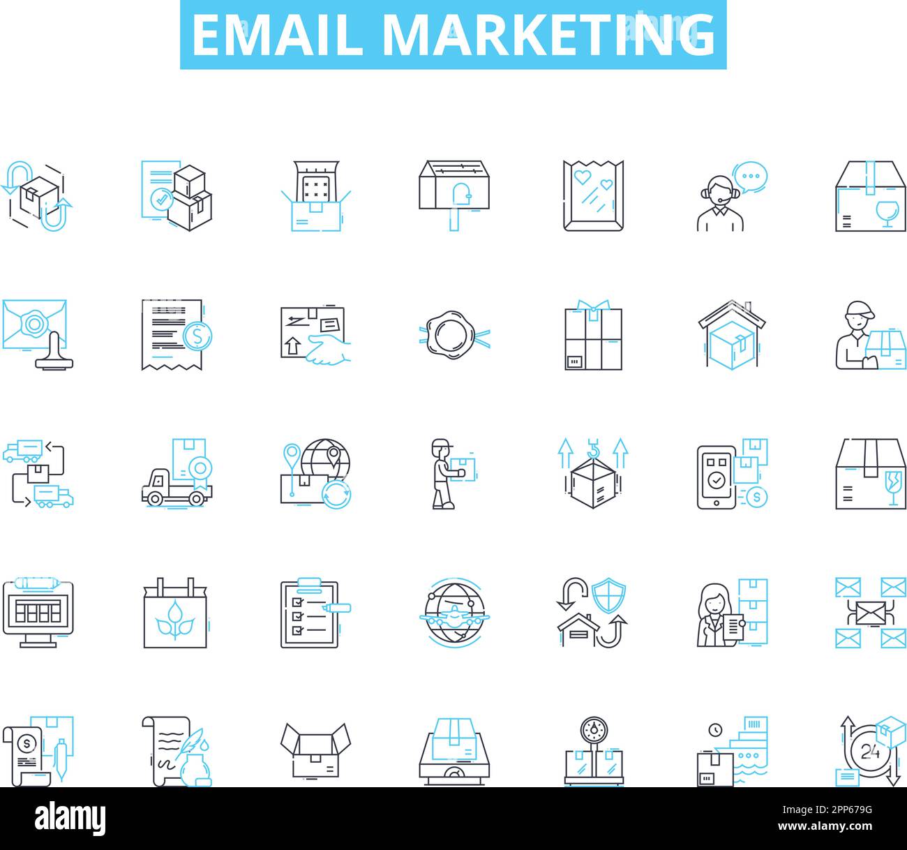 Email marketing linear icons set. Campaigns, Subscribers, Conversion ...