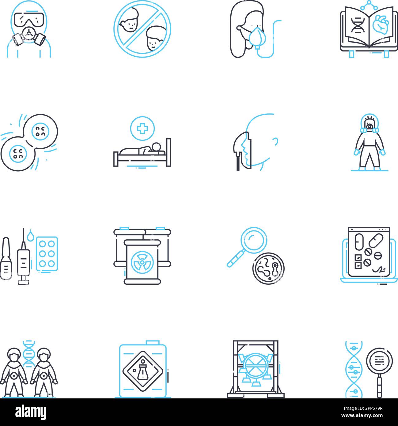 Contagion linear icons set. Virus, Epidemic, Outbreak, Infection ...