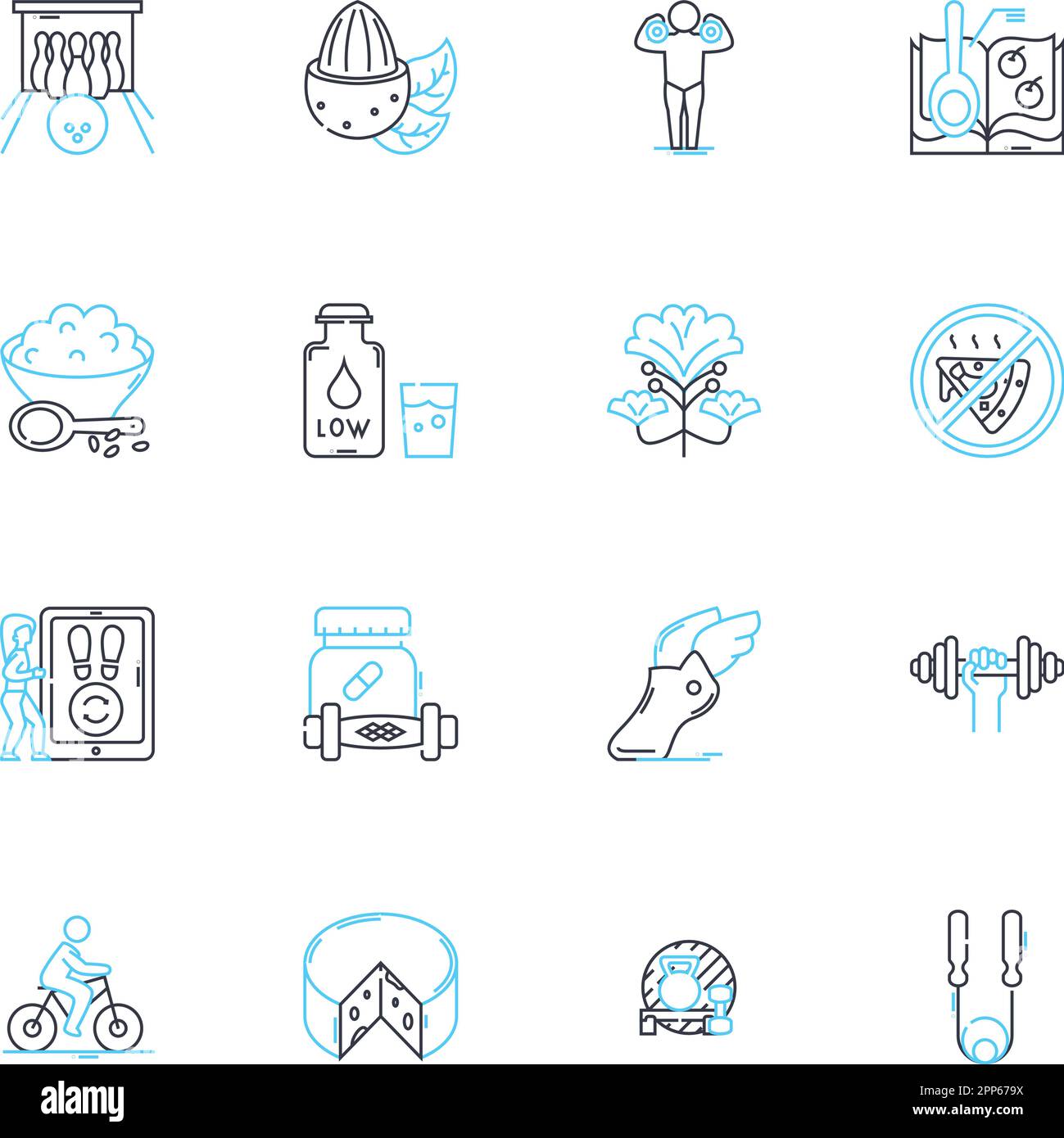 Balanced fitness linear icons set. Wellness, Harmony, Equilibrium ...
