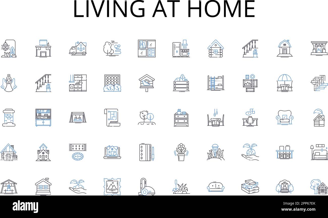 Living at home line icons collection. Production, Assembly, Quality ...
