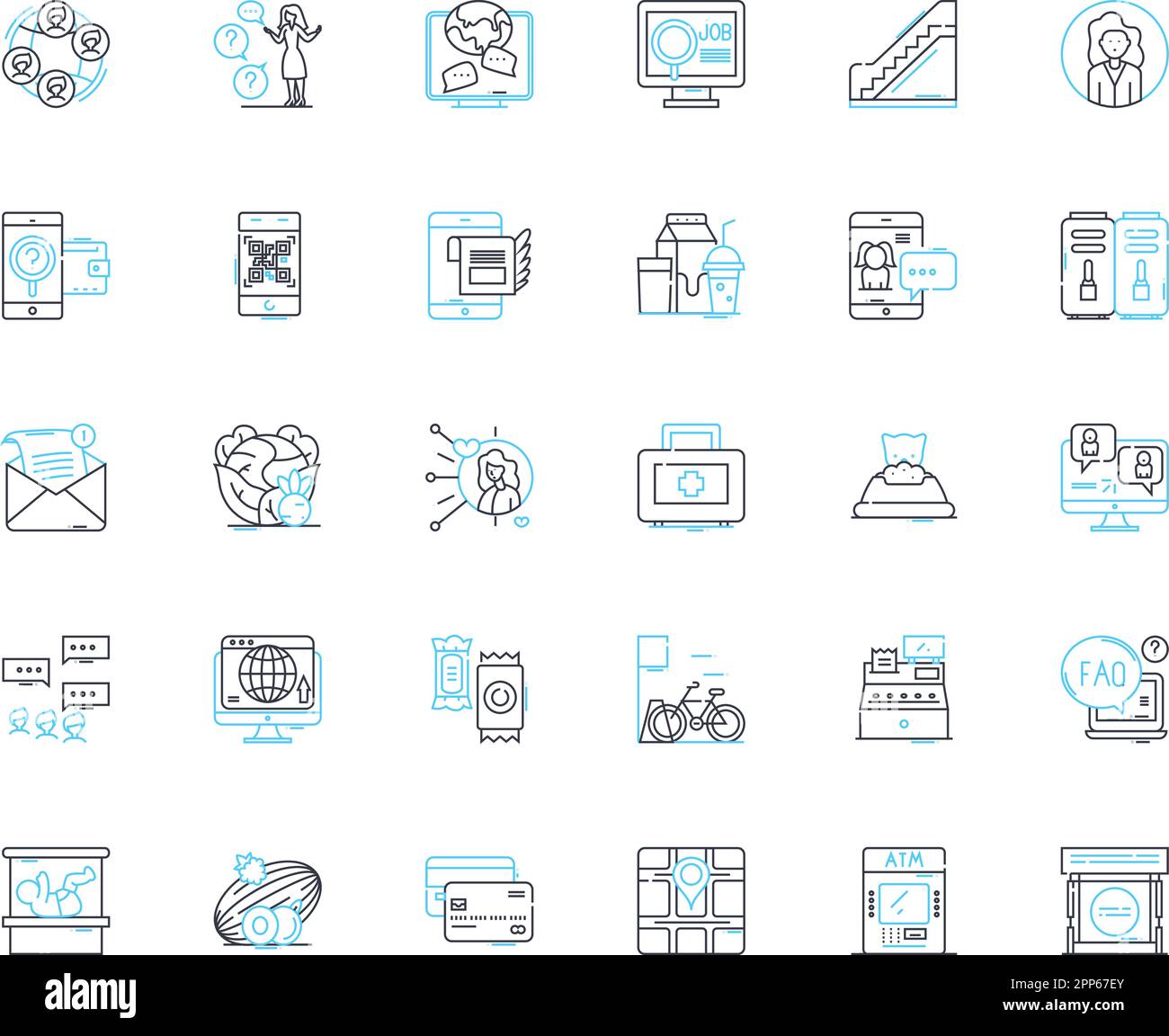 Technological aids linear icons set. Augmented, Virtual, Connected ... Technological aids linear icons set. Augmented, Virtual, Connected ...