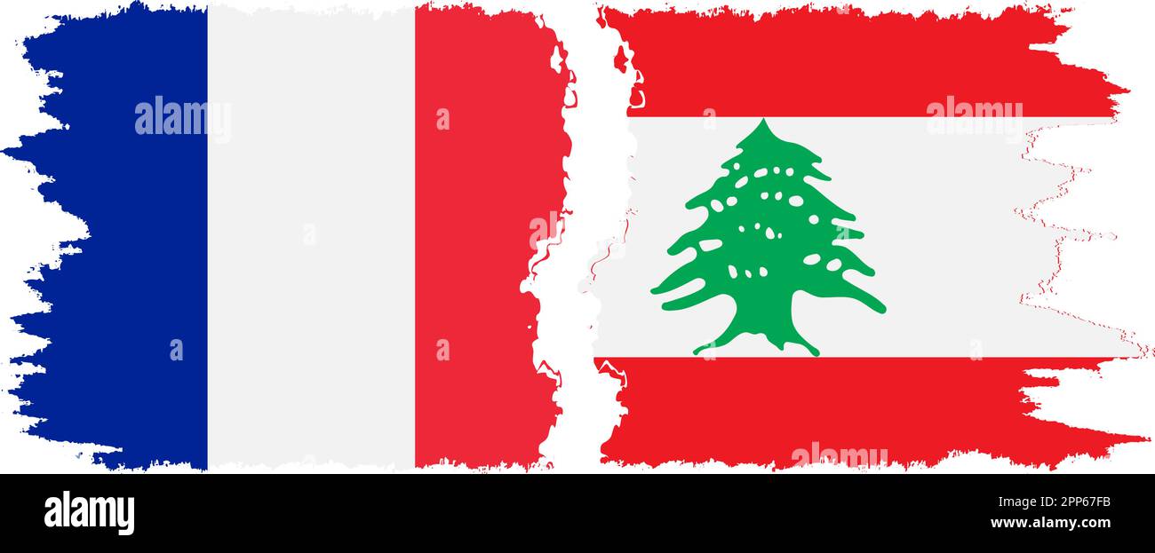 Lebanon and France grunge flags connection, vector Stock Vector Image ...