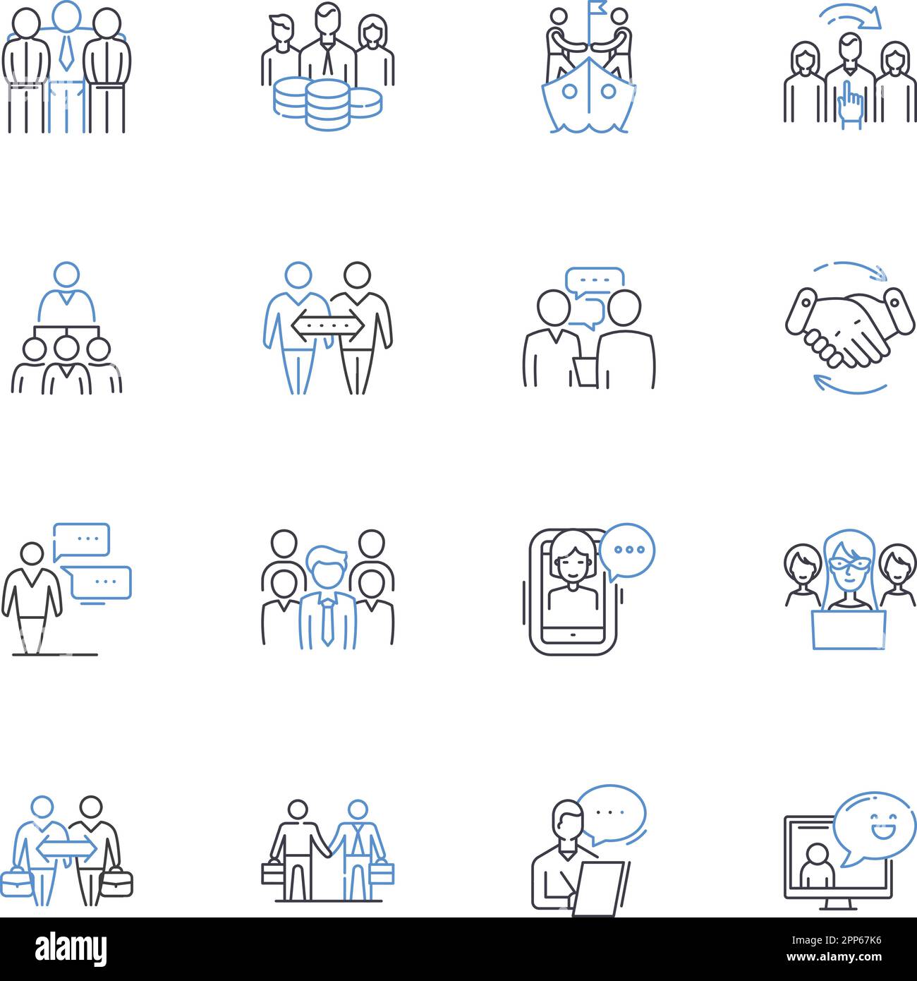 Interdependence line icons collection. Collaboration, Partnership, Dependence, Synergy, Unity ...