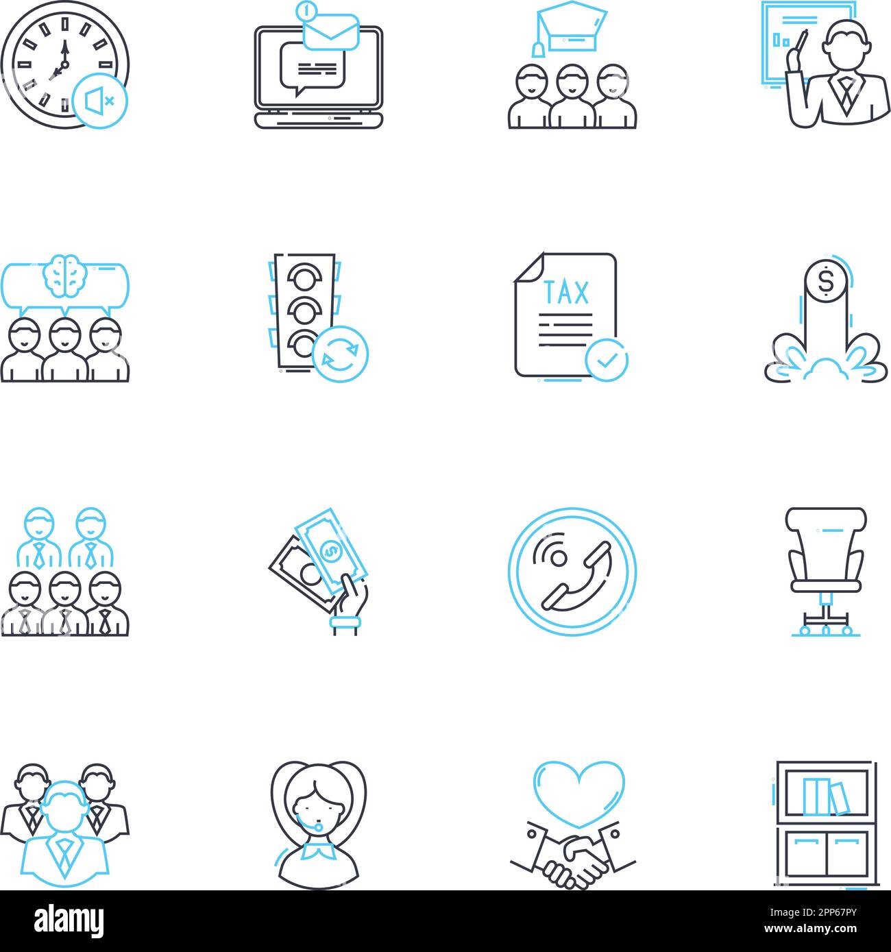 Corporate position linear icons set. Leadership, Management, Strategy ...