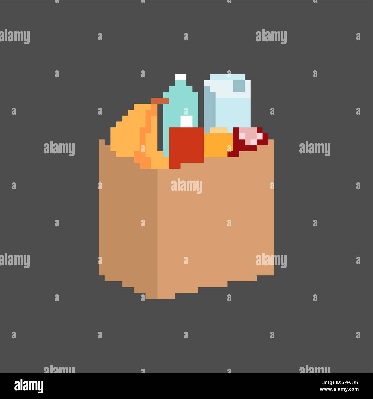 Package full food pixel art isolated. 8 bit Food pixelated. Vector ...