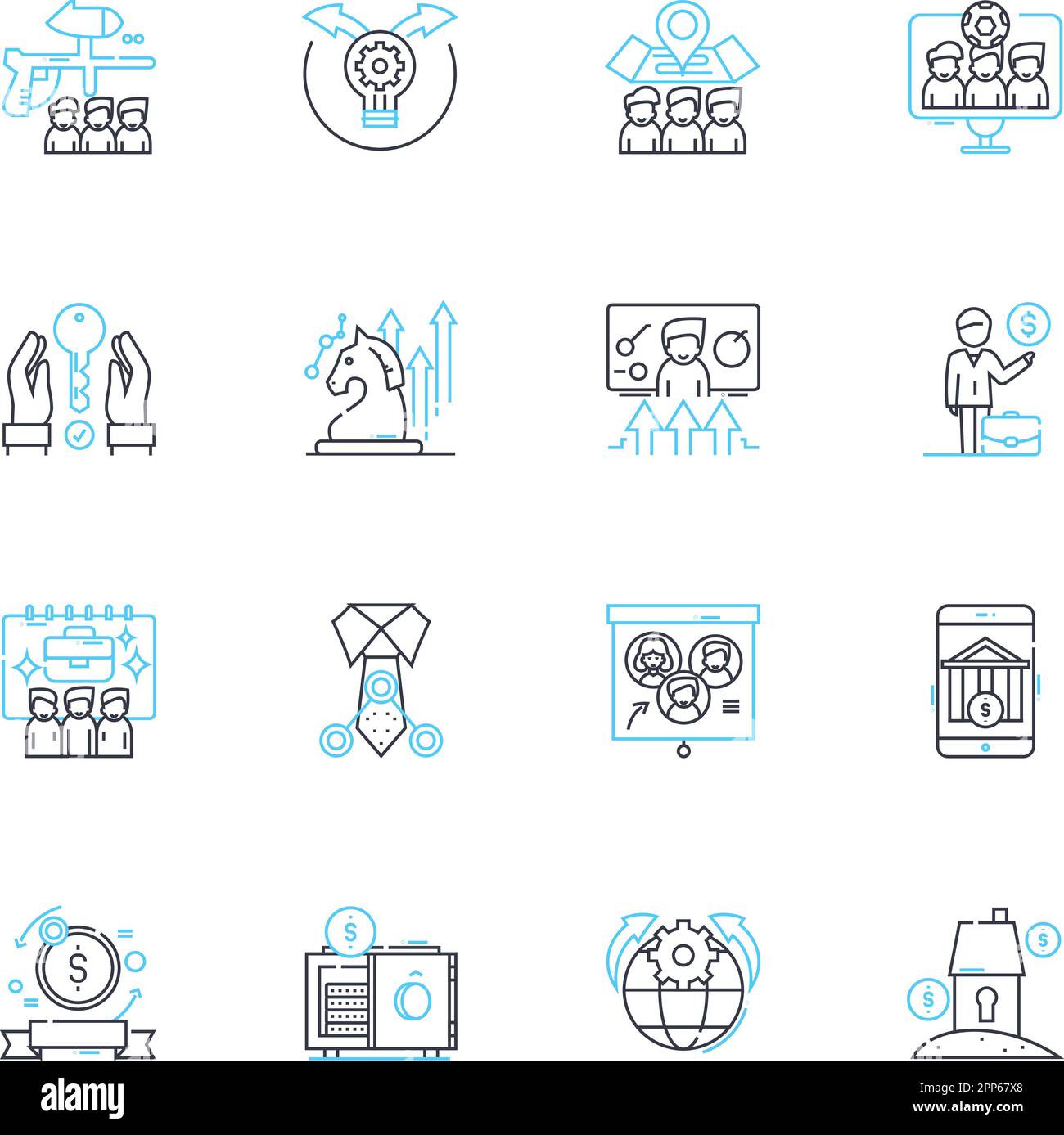 Economic stability linear icons set. Growth, Stability, Prosperity ...