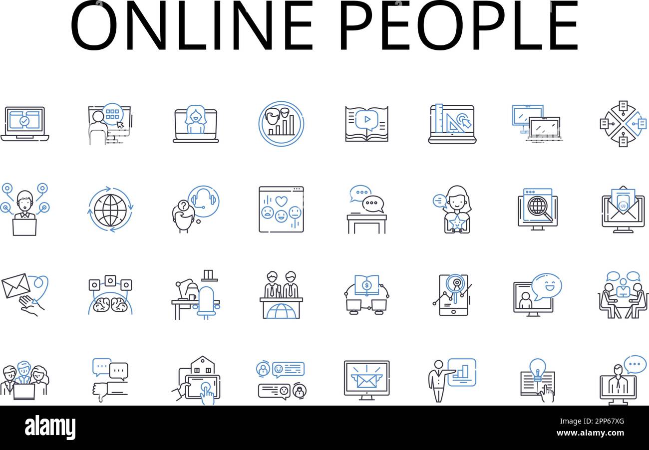 Online people line icons collection. Digital citizens, Internet users ...