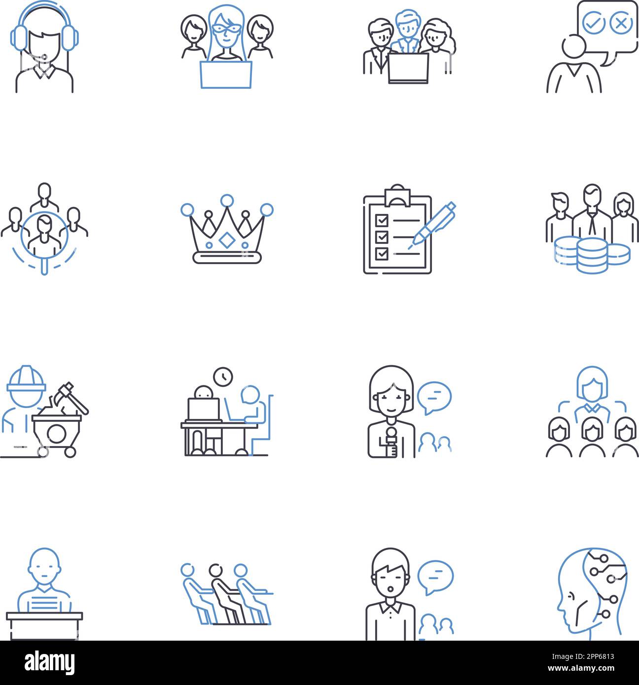 Senior management line icons collection. Leadership, Experience ...