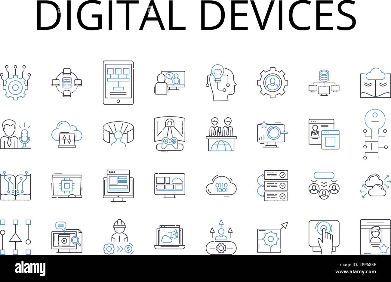 Digital devices line icons collection. Electronic gadgets, Advanced ...