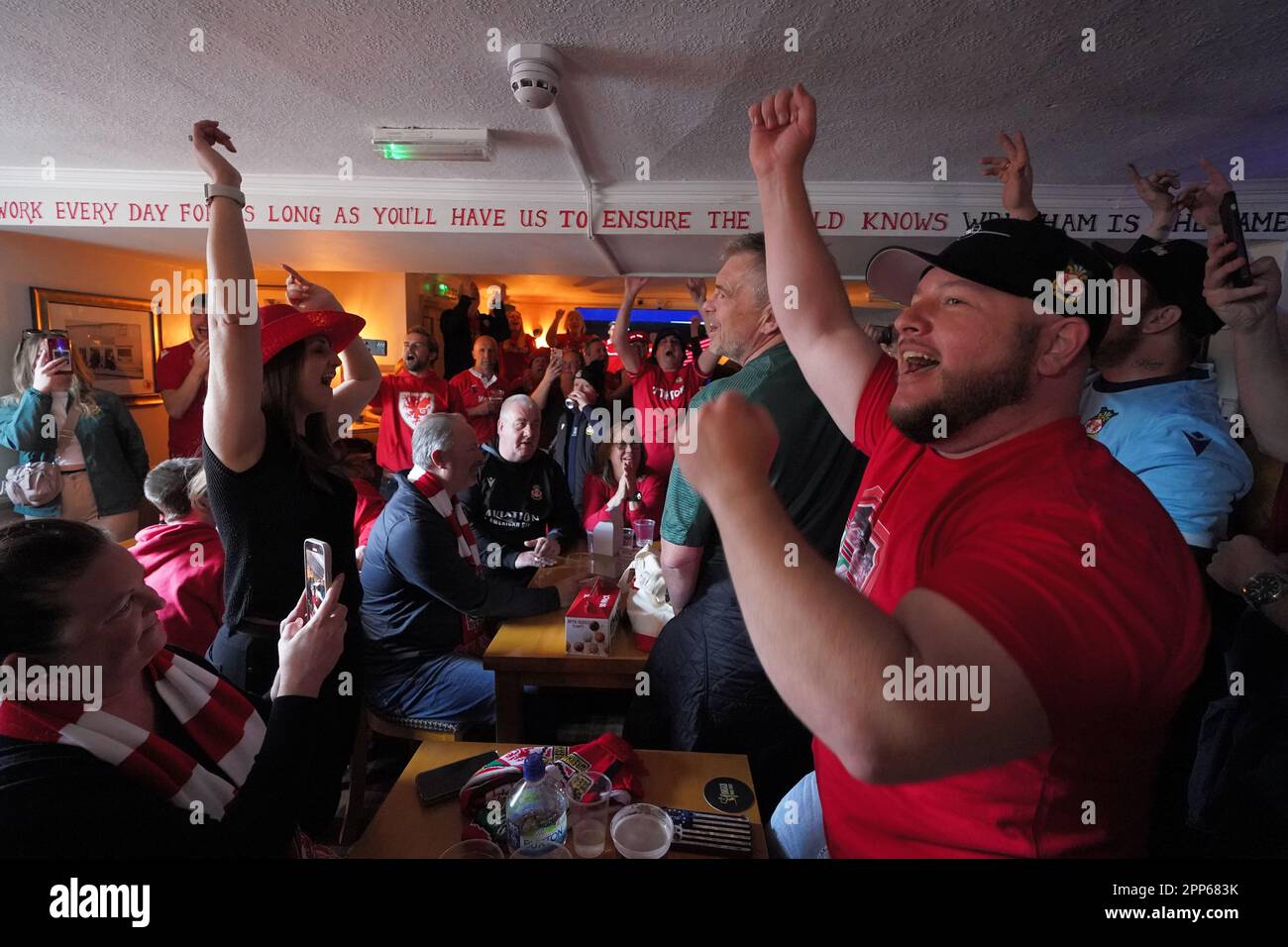 Wrexham fans in The Turf Pub ahead of the Vanarama National League ...