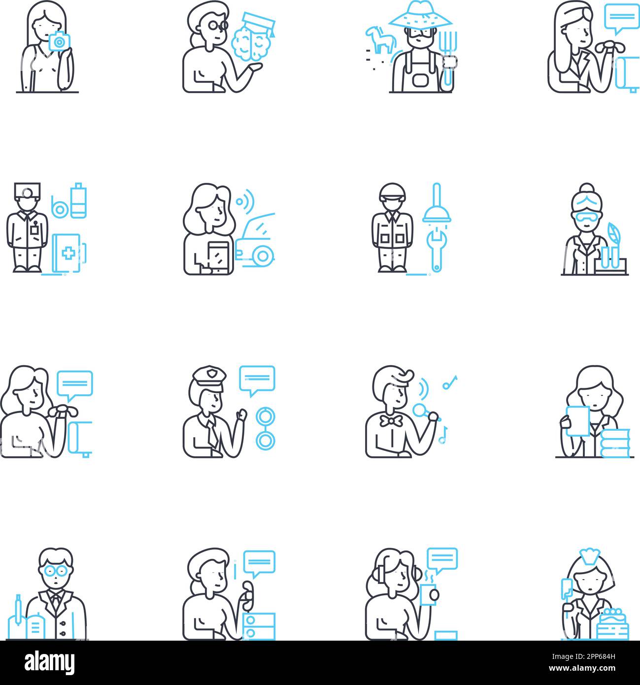 Creative concepts linear icons set. imagination, innovation, creativity ...