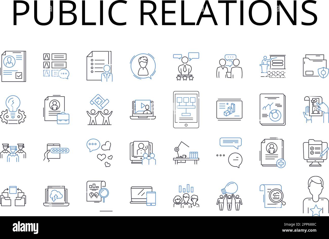 public relations line icons collection. Social media, Marketing ...