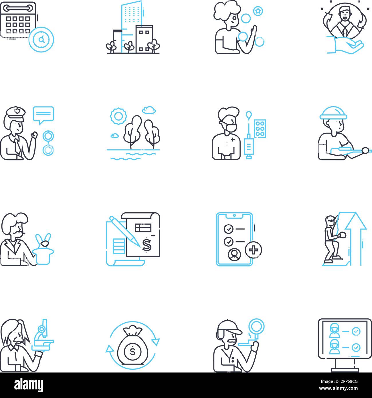 Work progression linear icons set. Advancement, Growth, Development ...