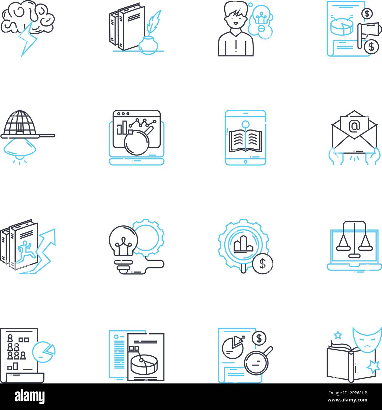 Salesmanship linear icons set. Persuasion, Communication, Conviction ...
