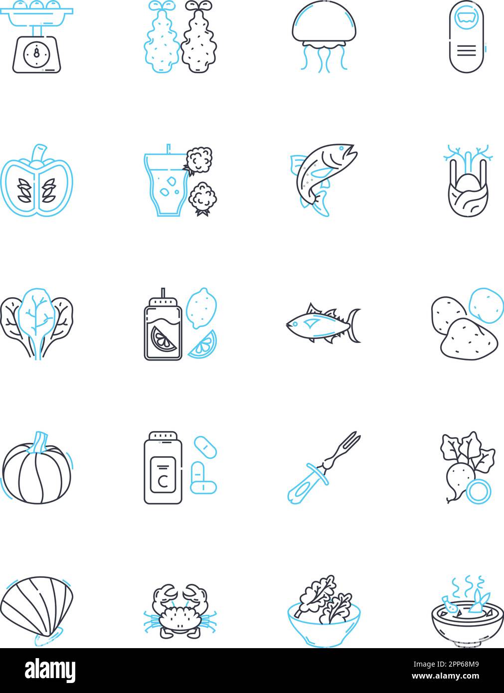 Repast linear icons set. Food, Meal, Dinner, Lunch, Brunch, Breakfast ...