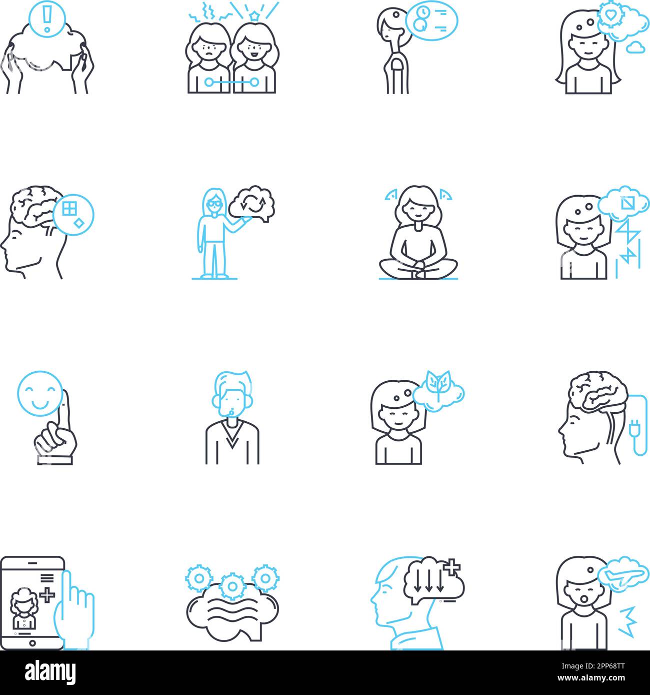 Confidence and self-assurance linear icons set. Boldness, Courage, Empowerment, Conviction ...