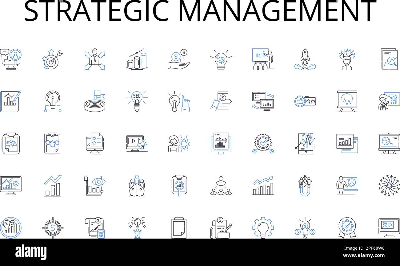 Strategic management line icons collection. Demographics, Growth ...