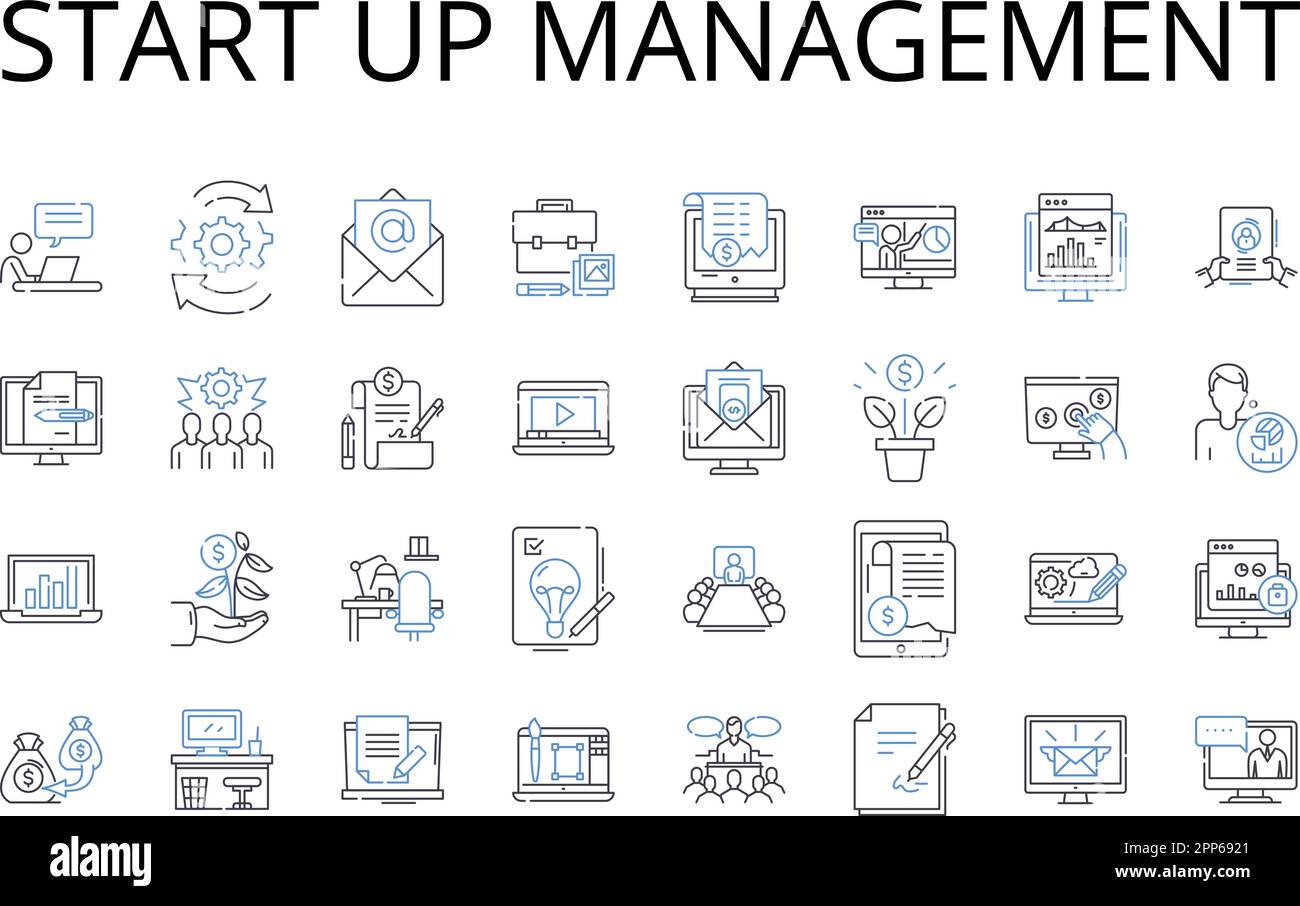 Start up management line icons collection. Business leadership ...