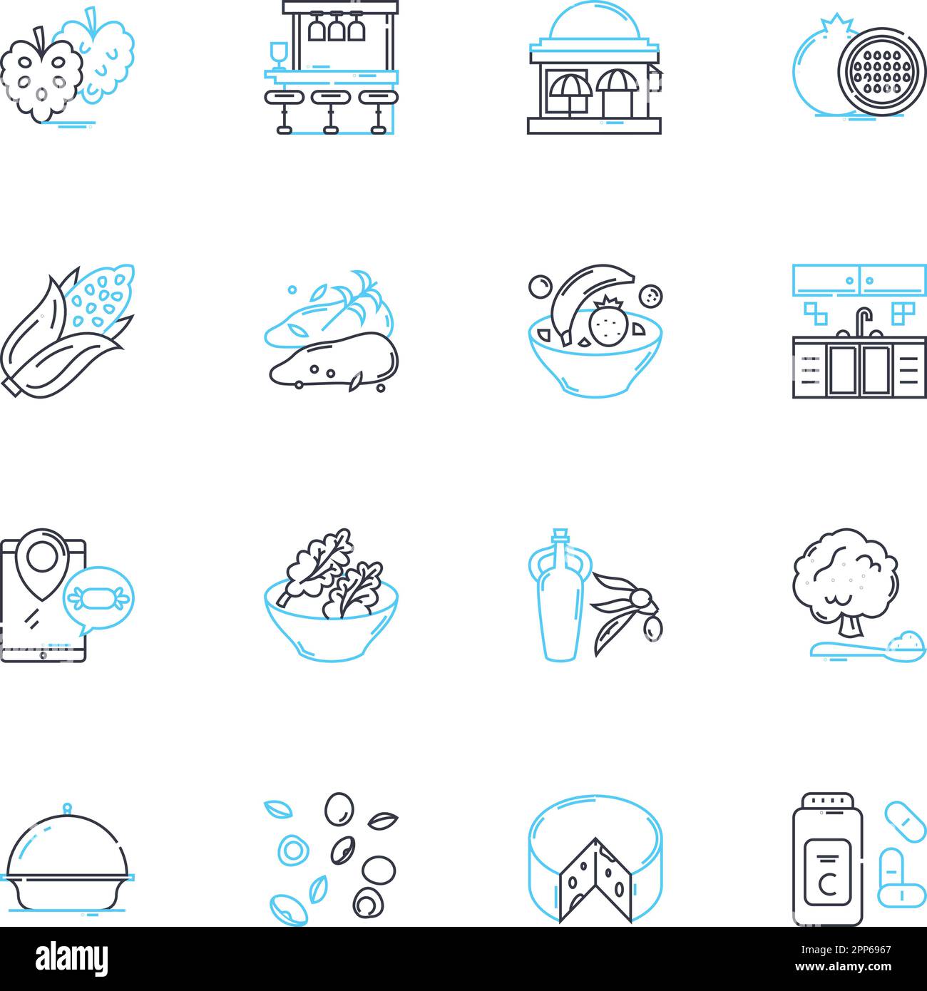 Food business linear icons set. Cuisine, Gourmet, Delicacies ...