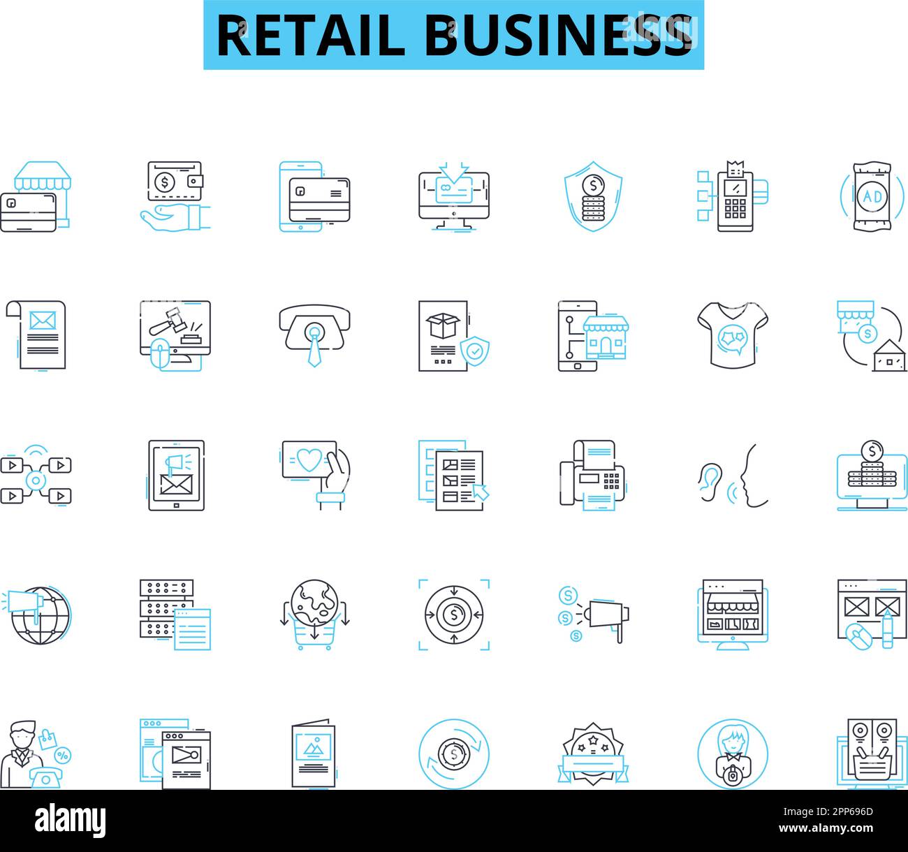 Retail business linear icons set. Inventory, Sales, Customer, Marketing ... Retail business linear icons set. Inventory, Sales, Customer, Marketing ...