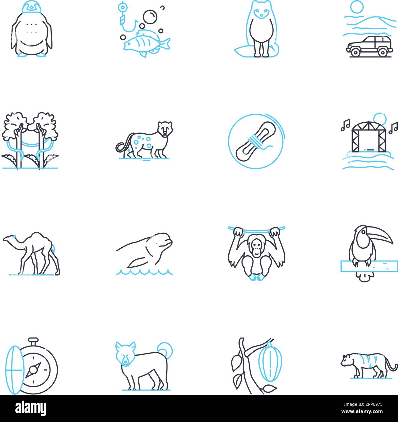 Environment Linear Icons Set Sustainability Pollution Conservation