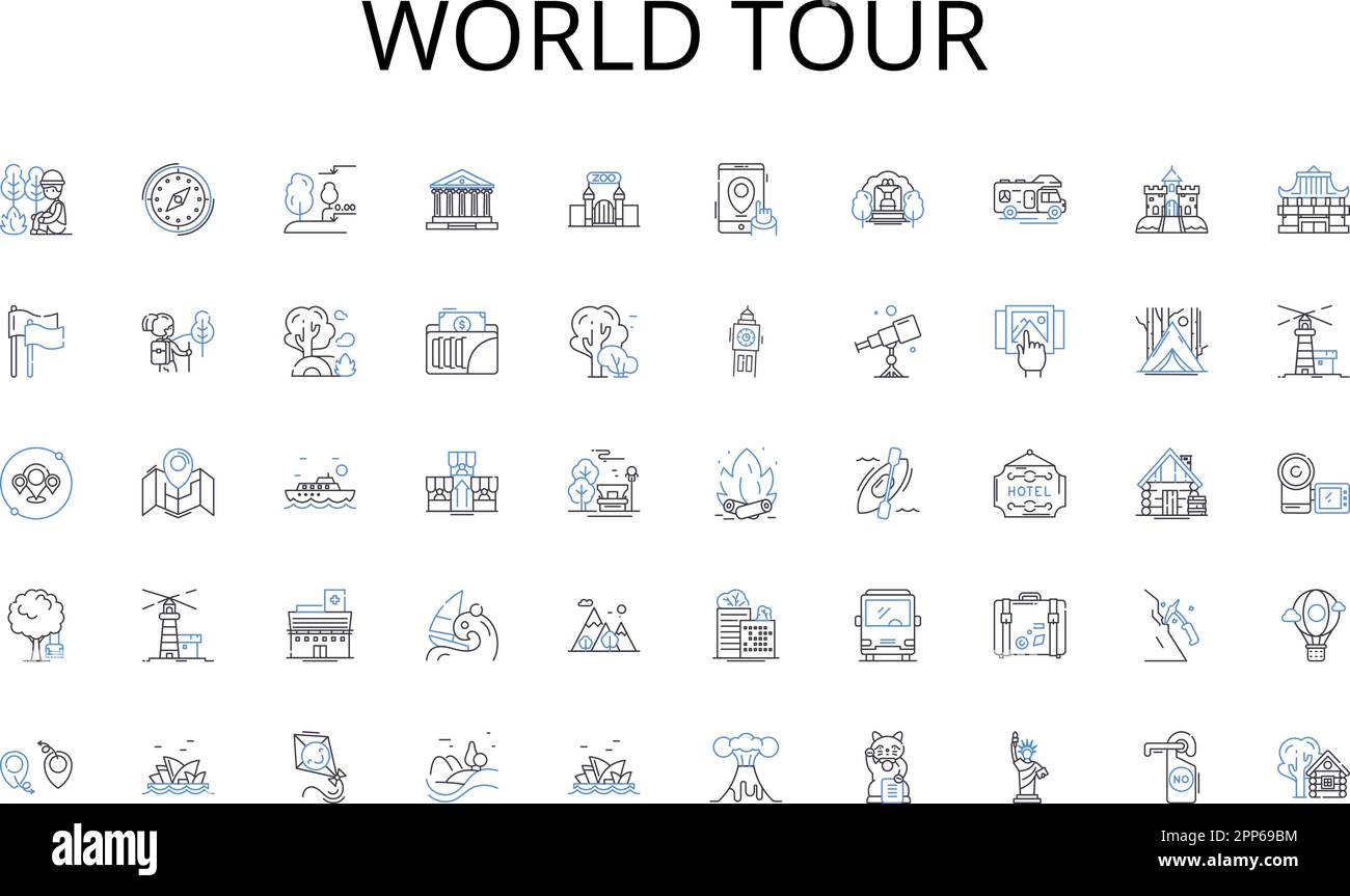 World tour line icons collection. Robotics, Automation, Learning ...