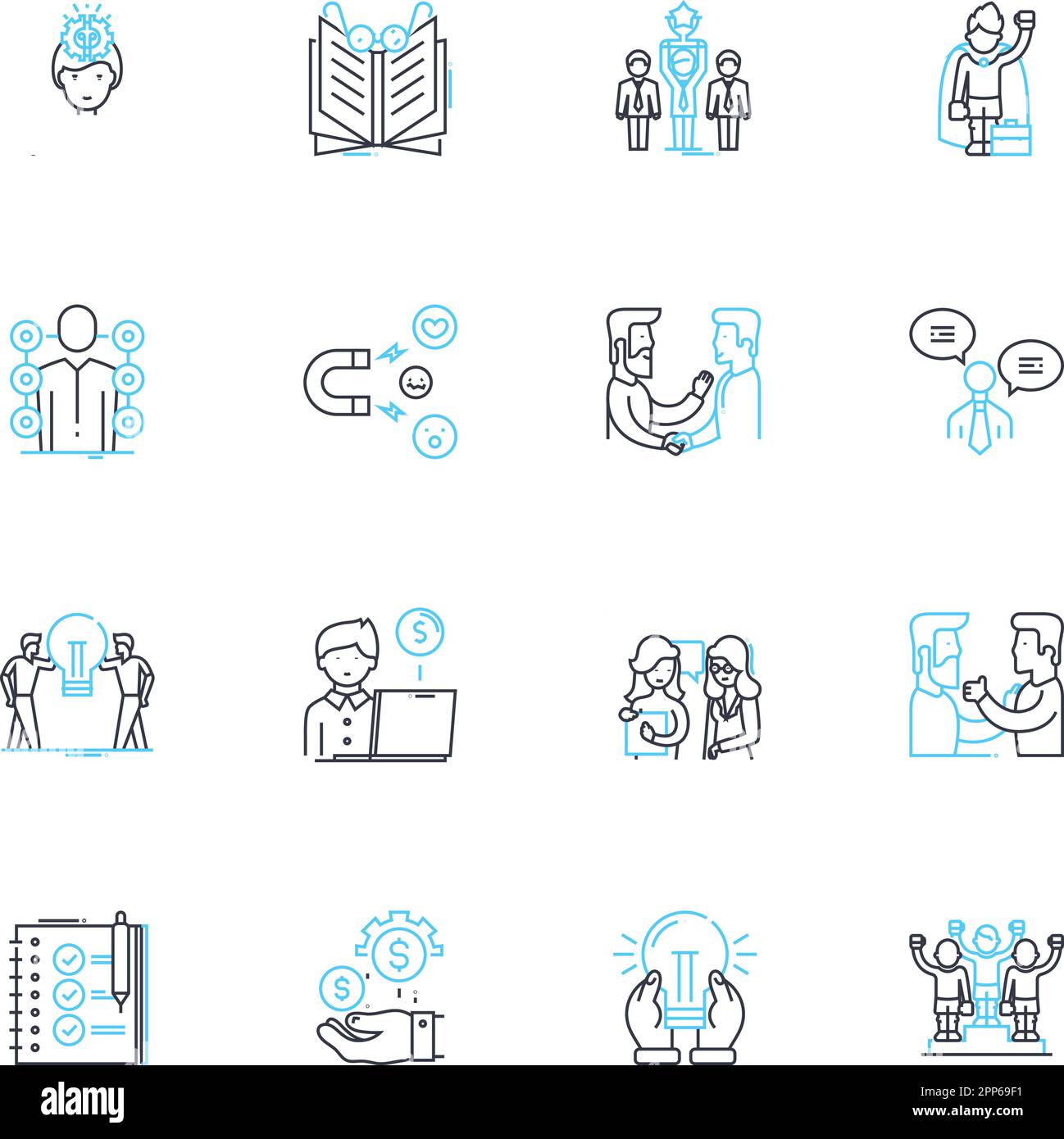Project coordination linear icons set. Collaboration, Management, Organize, Planning, Leadership ...