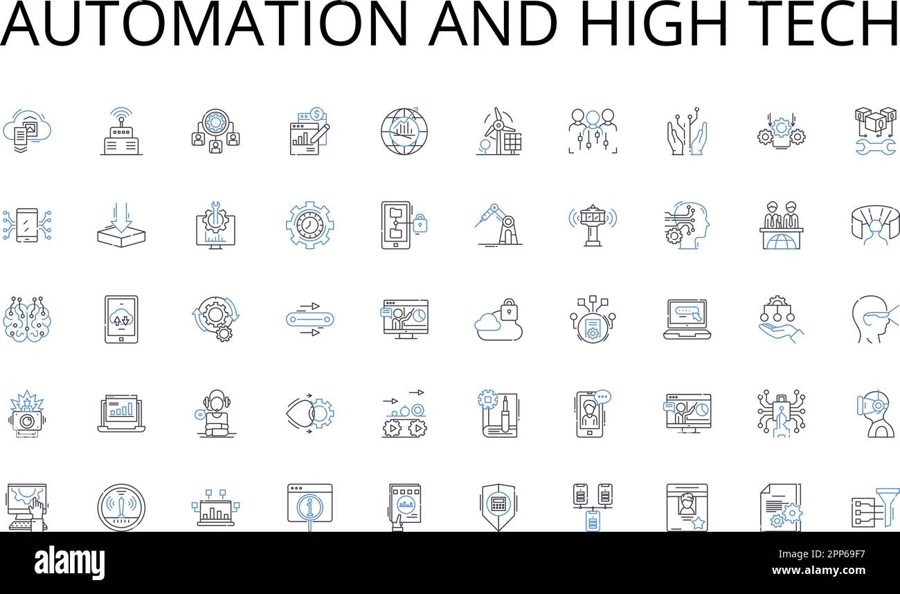 Automation and high tech line icons collection. Mall, Shopping, Department, Franchise, Luxury ...