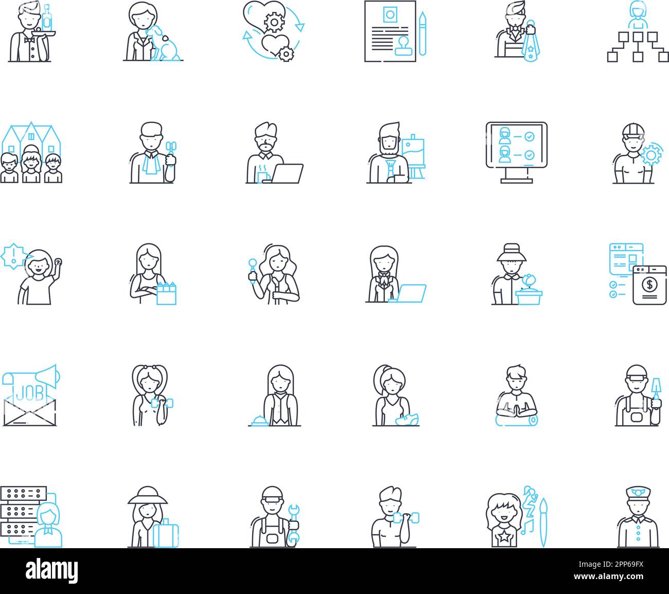 Vocation Calling linear icons set. Purpose, Passion, Fulfillment ...