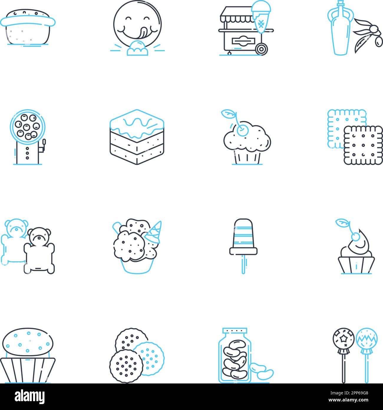 Cupcakes linear icons set. Delicious, Sweet, Miniature, Frosting ...