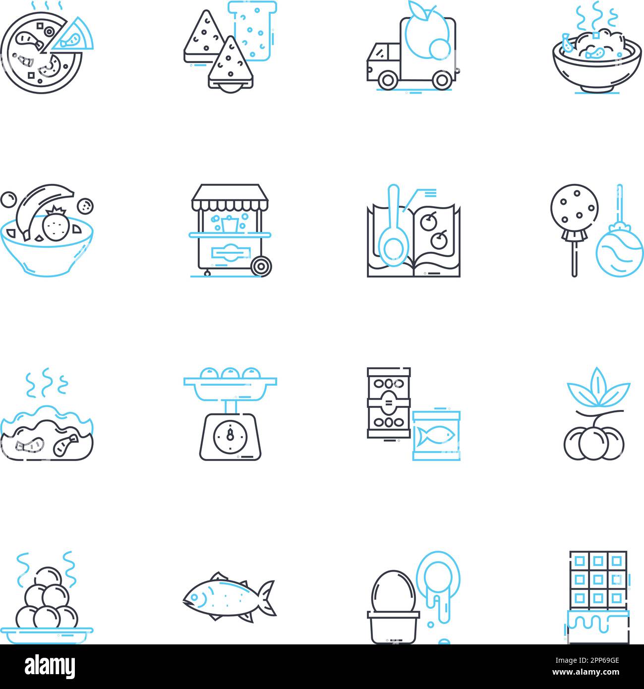 Barbecue pitstop linear icons set. Smokehouse, Grilling, Pitmaster ...
